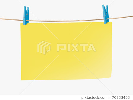 Yellow paper sticky note hanging on a rope - Stock Illustration ...