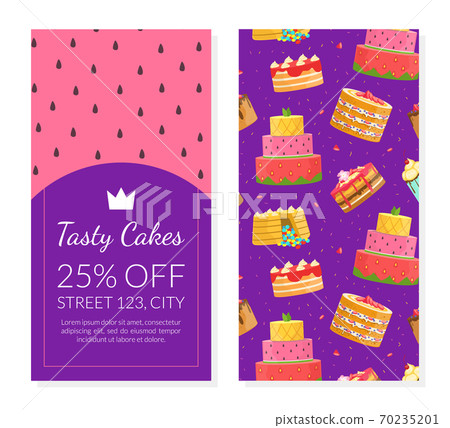 Tasty Cakes Special Offer, Sweet Dessert Gift... - Stock Illustration ...
