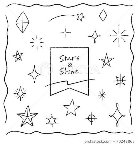 Line art of handwritten stars and glitter... - Stock Illustration ...