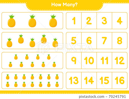Counting game, how many Pineapple. Educational... - Stock Illustration ...