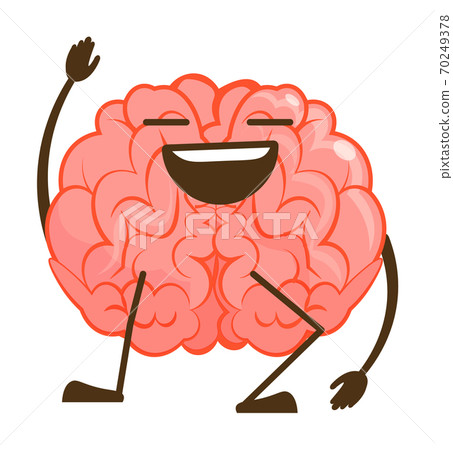 Happy laughing brain emoticon isolated on white - Stock Illustration ...
