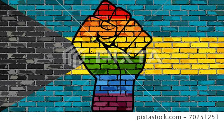 LGBT Protest Fist on a Bahamas Brick Wall Flag - Stock Illustration ...
