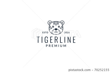 tiger or cub line cute cartoon logo icon... - Stock Illustration ...