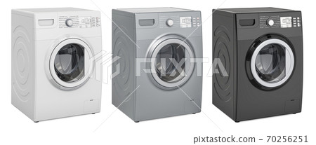 Washing machines silver and black, side view.... - Stock Illustration ...
