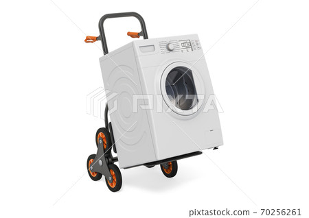 Hand truck with washing machine. Appliance... - Stock Illustration ...