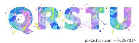 Letters QRSTU with effect of liquid spots of... - Stock Illustration ...