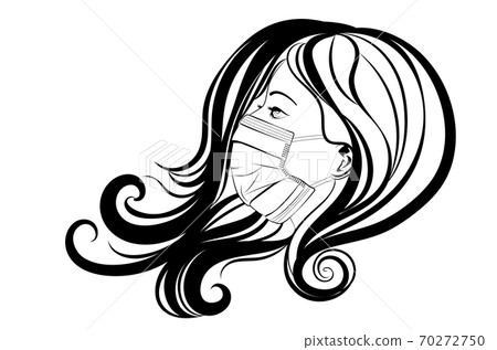 Woman side view in face mask - Stock Illustration [70272750] - PIXTA