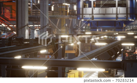 interior of car factory with a production line - Stock Illustration ...