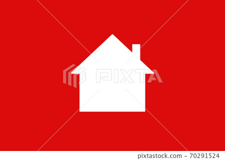 Illustration of a simple house. Red background. - Stock Illustration ...