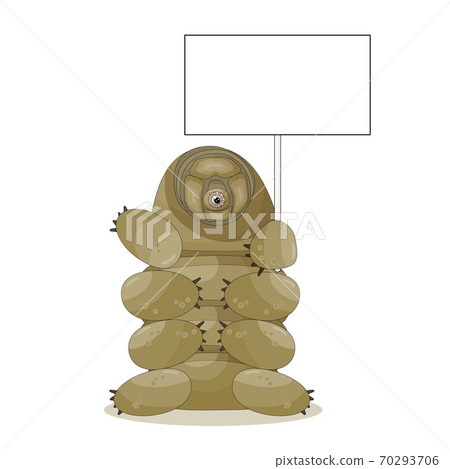 Brown cute cartoon tardigrade character holds... - Stock Illustration ...