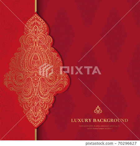 Red and gold background. Indian pattern template. - Stock Illustration ...