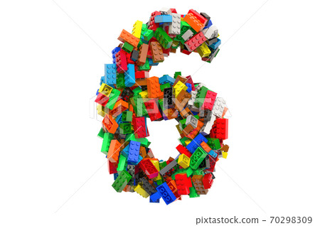 Number 6 from colored plastic building blocks,... - Stock Illustration ...