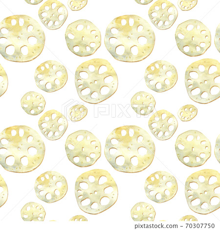 Watercolor seamless pattern of lotus root - Stock Illustration ...