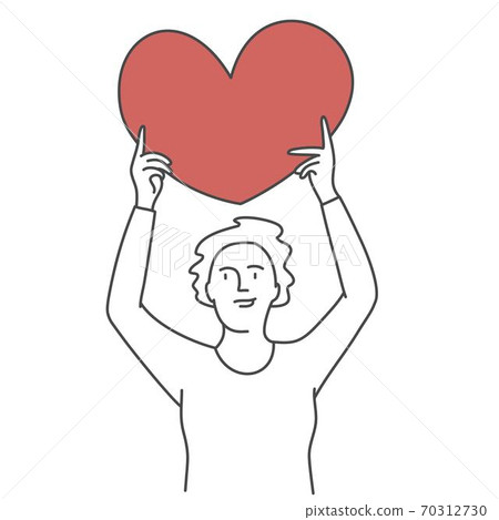 Woman holding red heart over head. - Stock Illustration [70312730] - PIXTA
