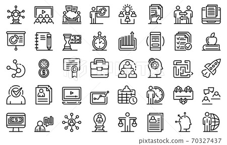 Business training icons set, outline style - Stock Illustration ...