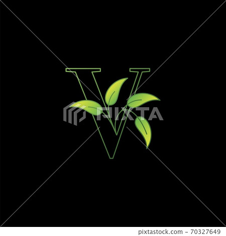 Green Nature Leaf Letter V Initial Logo Icon... - Stock Illustration ...
