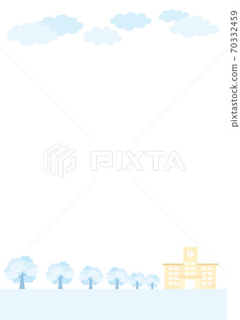 Illustration of a tree-lined road and an... - Stock Illustration ...