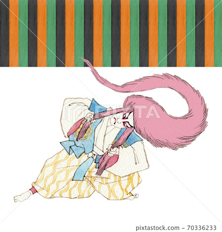 Mukimi Kuma Renjishi Red Kabuki Kumadori... - Stock Illustration ...