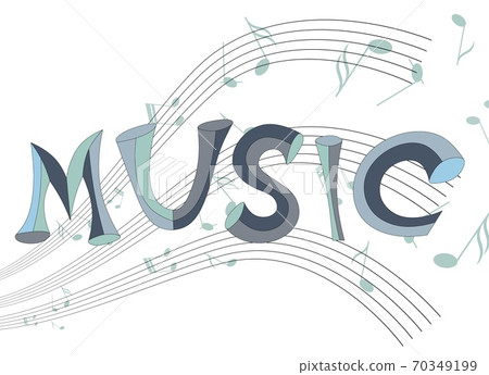 lettering Music and musical phrases on a white... - Stock Illustration ...