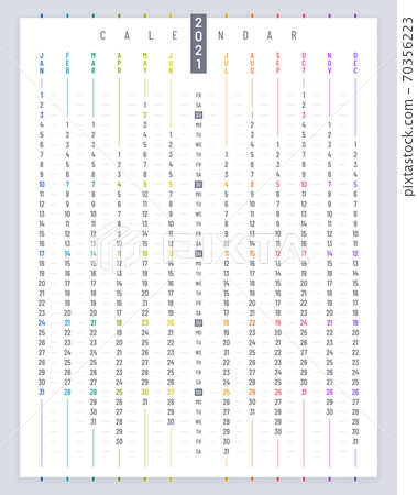 Vertical Linear Poster Calendar 2021 Design... - Stock Illustration ...