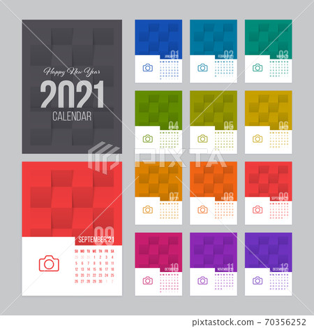 Calendar 2021 Design Week Starts on Sunday - Stock Illustration ...