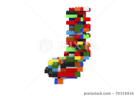 Letter J from colorful building toy blocks, 3D... - Stock Illustration ...