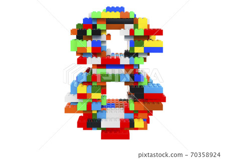 Number 8 from colorful building toy blocks, 3D...-插圖素材 [70358924] - PIXTA圖庫