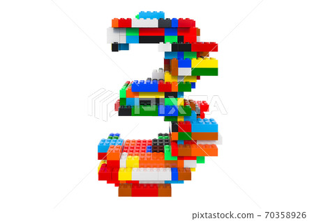 Number 3 from colorful building toy blocks, 3D... - Stock Illustration ...