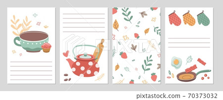 Culinary cards. Kitchen recipe notebook pages,... - Stock Illustration ...
