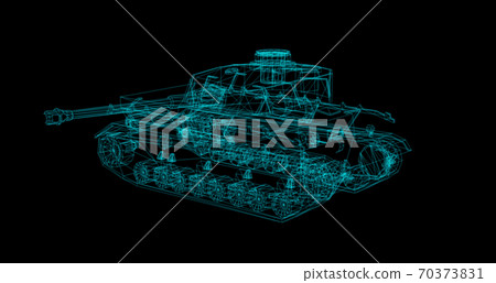 3d rendering - wireframe model of Tank Hologram... - Stock Illustration ...