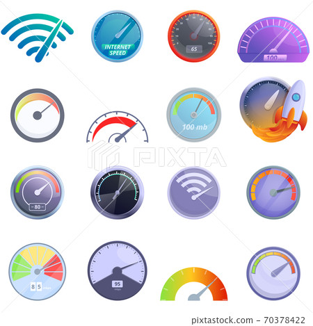Internet speed icons set, cartoon style - Stock Illustration [70378422 ...