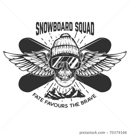 Snowboarding squad. Extreme skull with... - Stock Illustration ...
