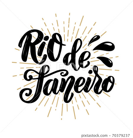 Rio de Janeiro. Hand drawn lettering phrase. - Stock Illustration ...