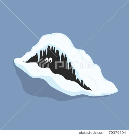 Ice cave in cartoon style. Winter scenery in... - Stock Illustration ...