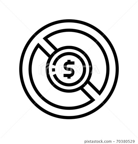 money crossed out coin line icon vector... - Stock Illustration ...