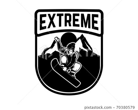 Snowboarding. Emblem with snowboarder. Design... - Stock Illustration ...