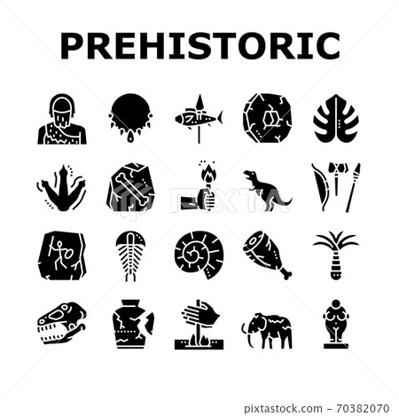 Prehistoric Period Collection Icons Set Vector - Stock Illustration ...