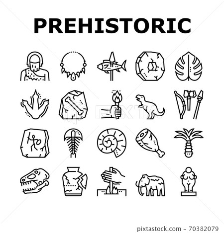 Prehistoric Period Collection Icons Set Vector - Stock Illustration ...