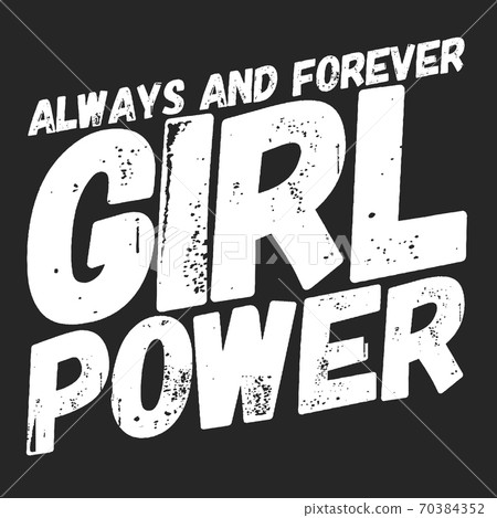 Girl power text, feminism slogan. Black... - Stock Illustration ...