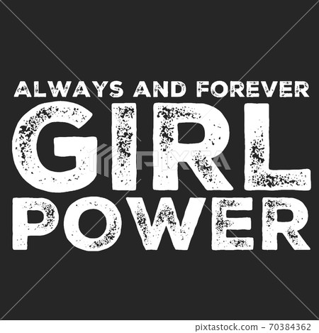 Girl power text, feminism slogan. Black... - Stock Illustration ...