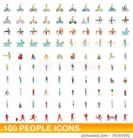100 people icons set, cartoon style - Stock Illustration [70385992] - PIXTA