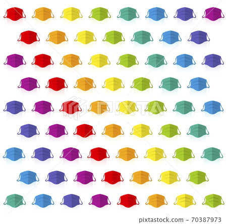 Rainbow colored face masks, colorful...-插圖素材 [70387973] - PIXTA圖庫