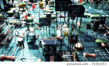 Electronic components inside a technological... - Stock Illustration ...