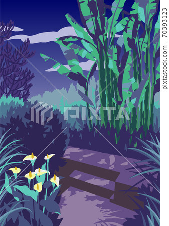 Drawing. Botanical garden. Realistic landscape. - Stock Illustration ...