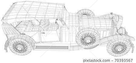 Vector Wire-frame isolated Retro car on... - Stock Illustration ...