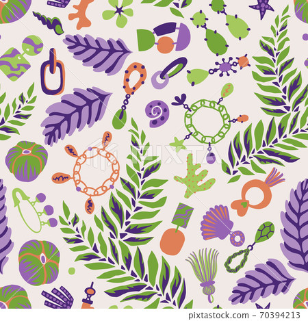 Jewelry set seamless pattern. - Stock Illustration [70394213] - PIXTA