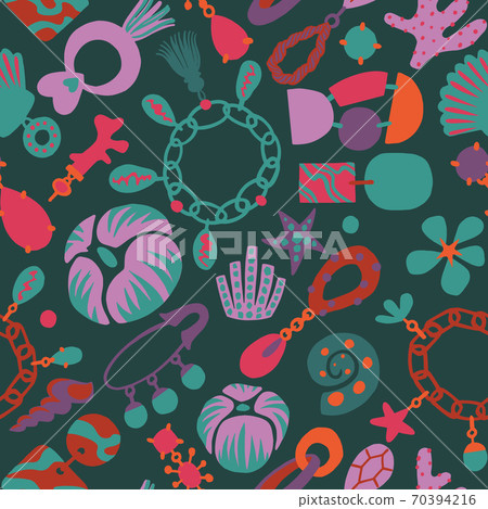 Jewelry set seamless pattern. - Stock Illustration [70394216] - PIXTA