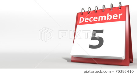 December 5 date on the flip calendar page, 3d... - Stock Illustration ...