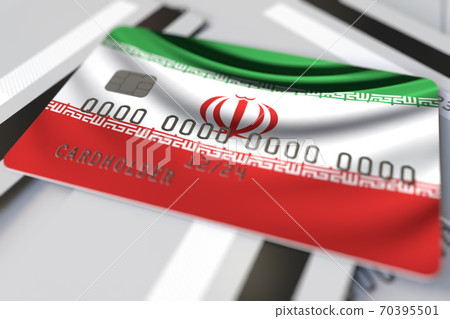 Flag of Iran on the credit card 3d rendering - Stock Illustration ...