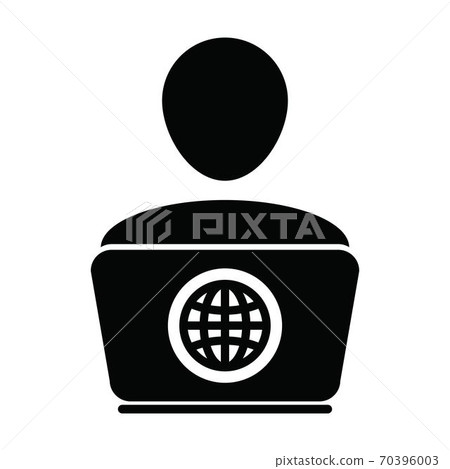 Internet icon vector person with laptop... - Stock Illustration ...